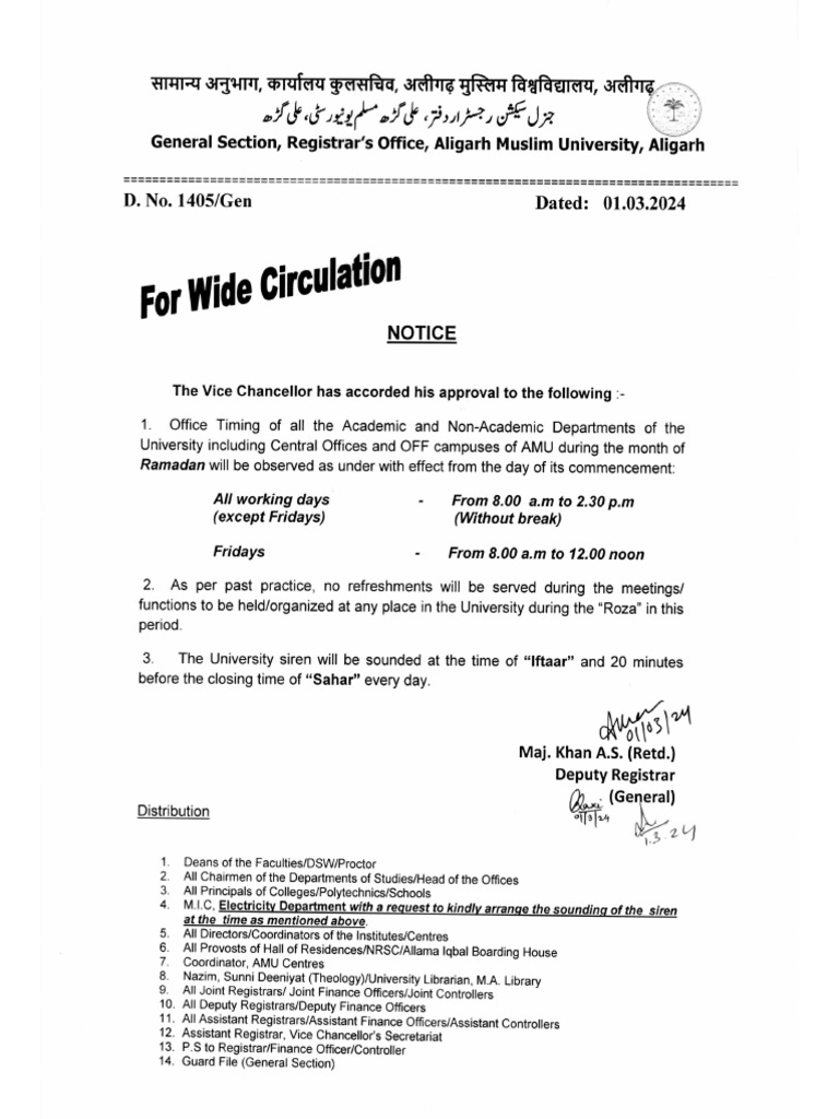 Ramadan Timing Notice | PDF