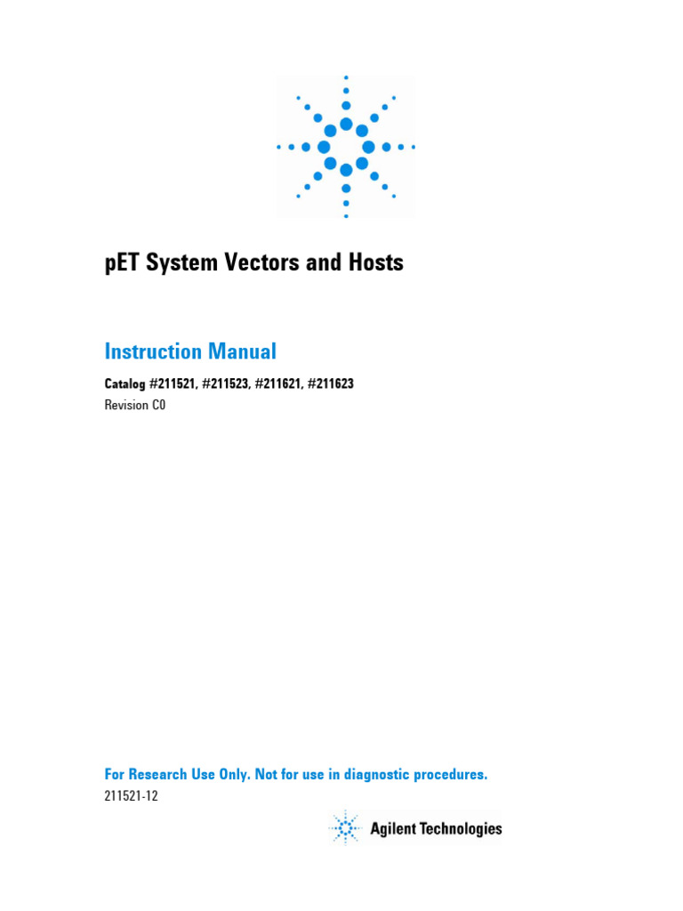 Agilent PET System Vectors and Hosts | PDF | Molecular Cloning | Gene ...