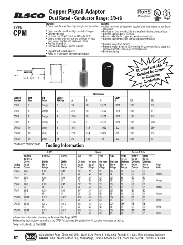 Cat. 04 - Conector Ponchable de Cobre Ilsco | PDF | Electrical ...