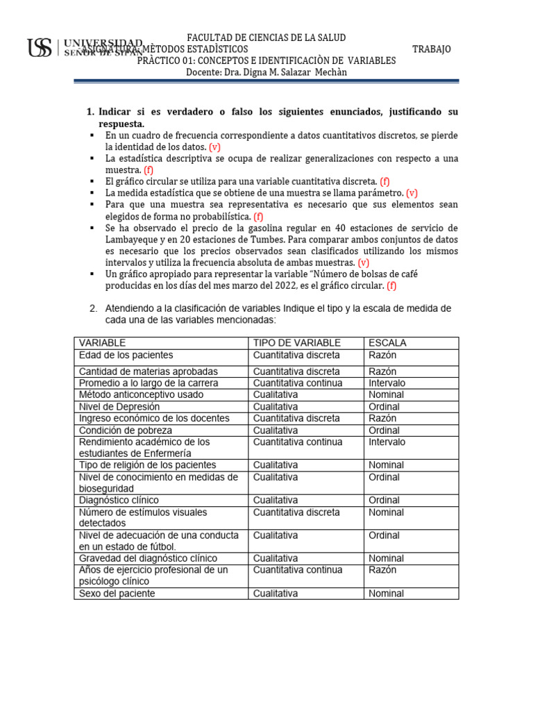 TAREA 01 Variables (4) SALVADOR - GONZÁLES - LUIS - DANIEL | PDF | Estadísticas | Investigación ...