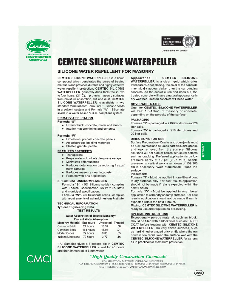 Cemtec Silicone Waterpeller | PDF