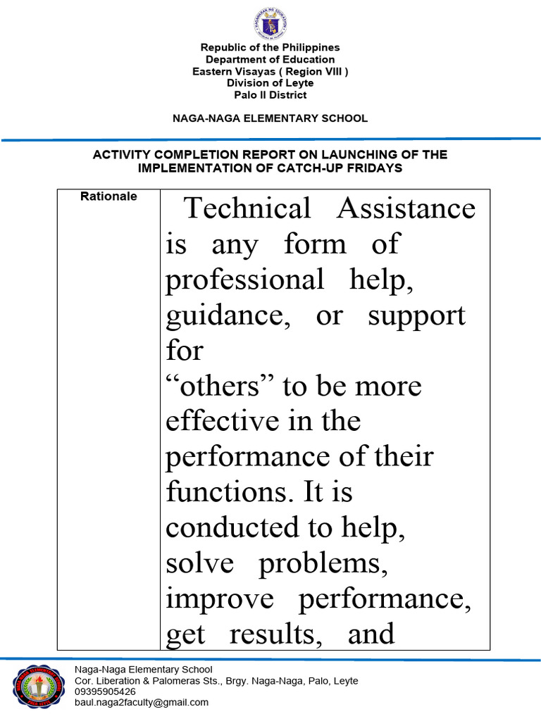 Activity Completion Report On Launching of Catch Up Fridays | Download Free PDF | Learning ...