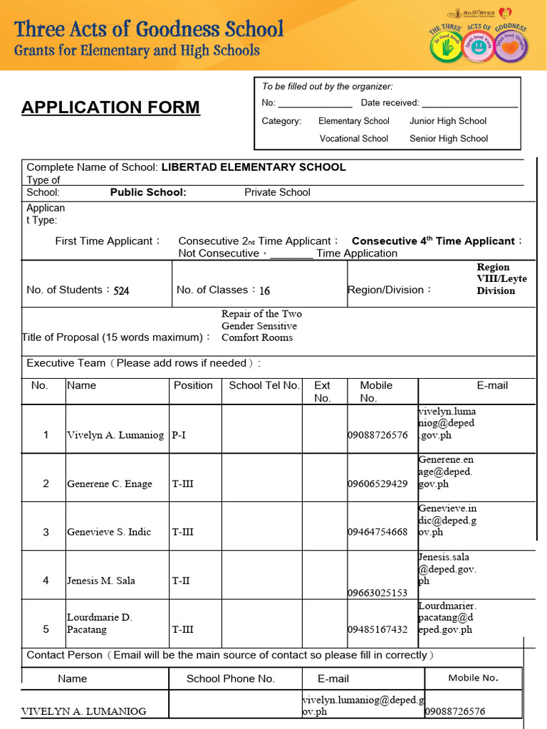 Application Form For Grants For Schools 2023 | PDF