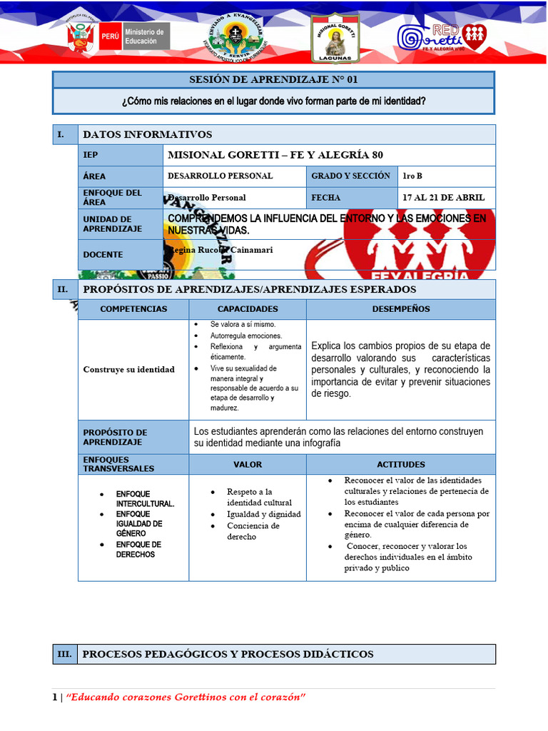 2 Unidad - 1 Sesion - Como Mis Relaciones en El Lugar Donde Vivo Forman ...
