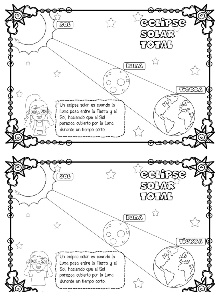 ??laminas para Colorear Eclipse Solar 2024 | PDF