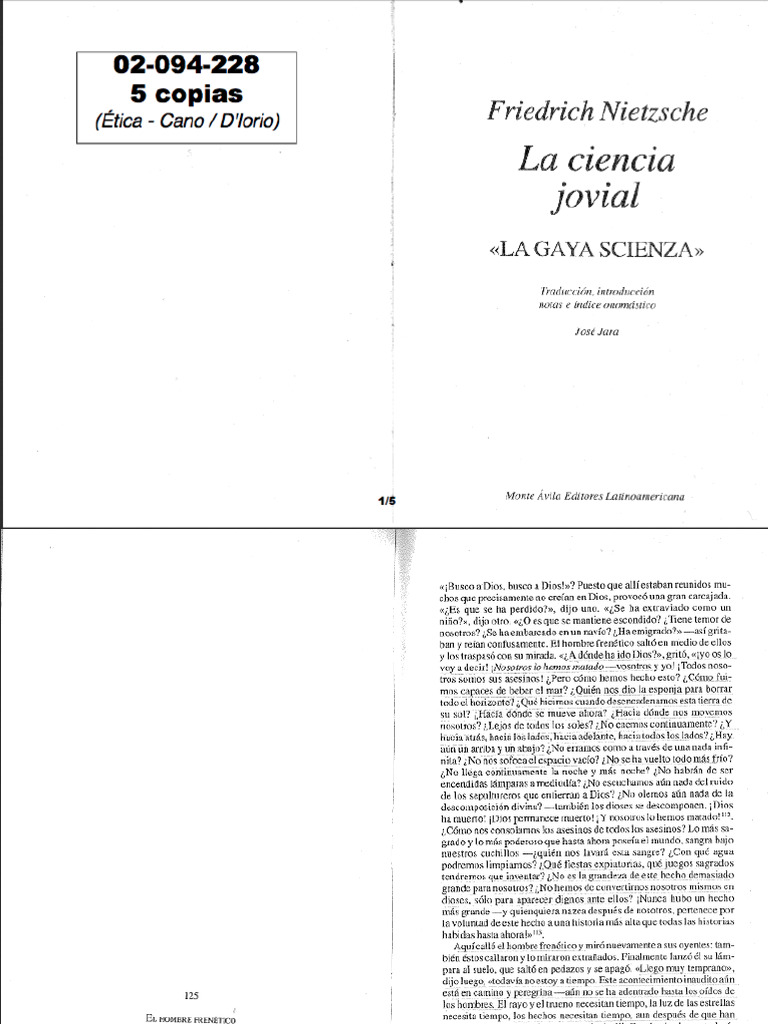 Nietzsche - El Hombre Frenético - La Muerte de Dios | PDF