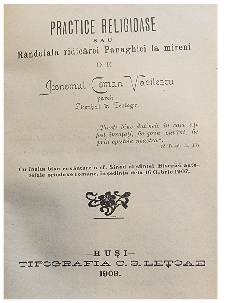 Vasilescu Coman - Practice Religioase - Randuiala Ridicarii Panaghiei ...