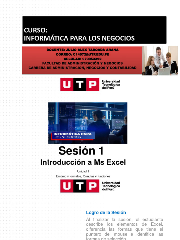 S01 - S1-Introducción A Excel | PDF | Microsoft Excel | Hoja de cálculo