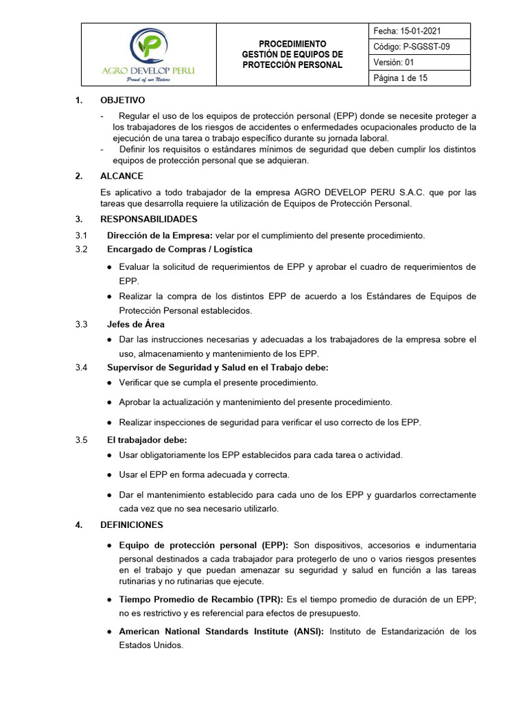 3 Procedimiento Gestion de Epp P-SGSST-09 | PDF | Guante | Business