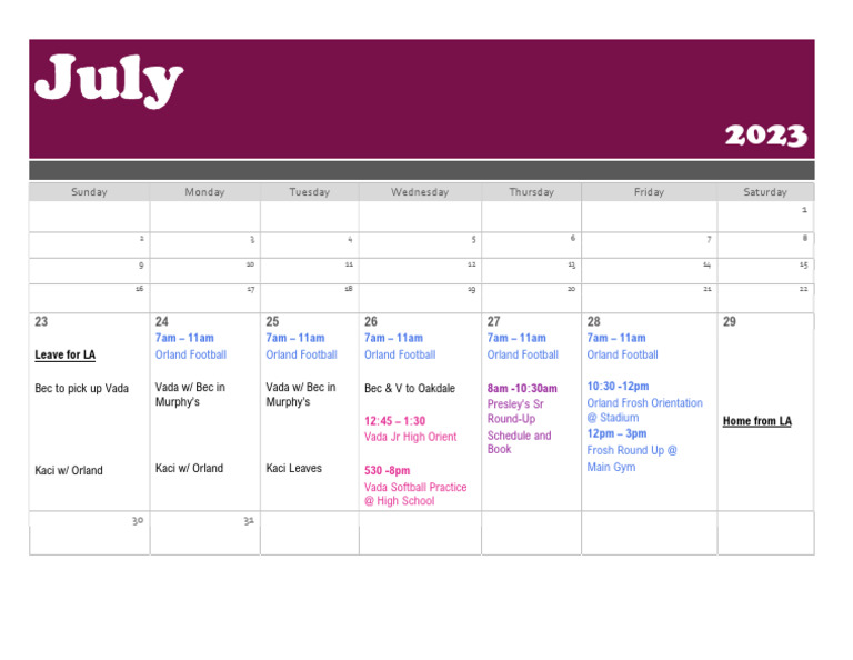 2023 July Schedule For Bec | PDF
