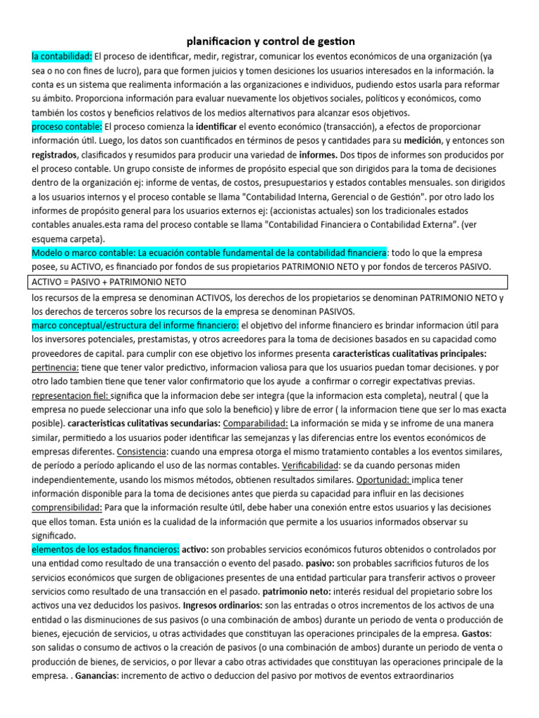 Resumen PCG 1 | PDF | Contabilidad | Business