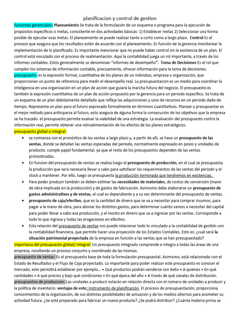 Resumen PCG 2 | PDF | Presupuesto | Planificación