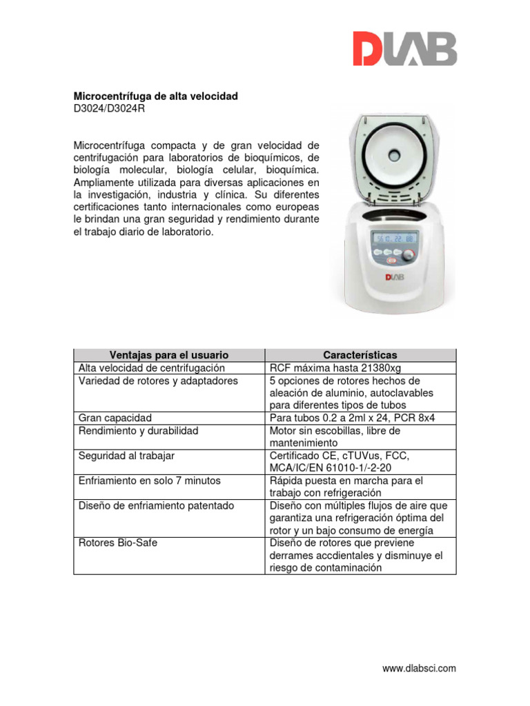 Folleto - Centrifuga DLab D3024 | PDF | Centrífugo