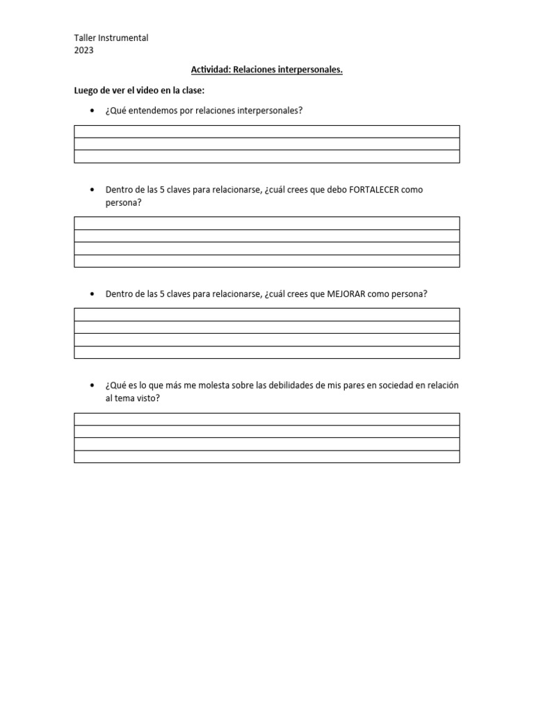 Fortaleciendo Relaciones Interpersonales | PDF
