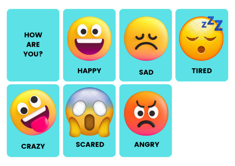 Emoji Feelings Kindergarten Facial Expression Flashcards | PDF