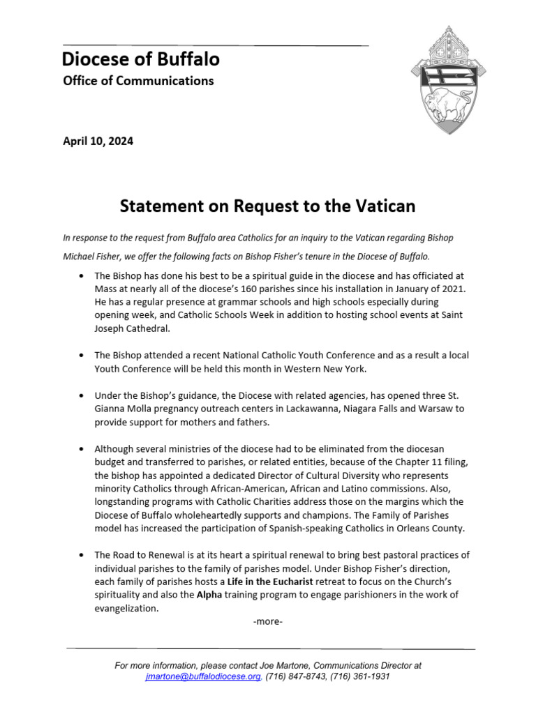 Statement Vatican Final2 | PDF | Bishop | Catholic Church