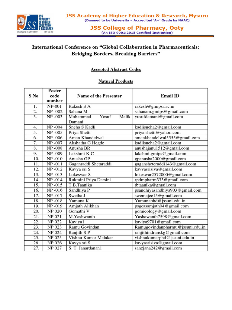 Abstract Codes NP 001-027 | PDF