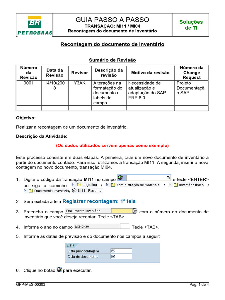 Recontagem de Inventário SAP MI11/MI04 | PDF | Janela (informática ...