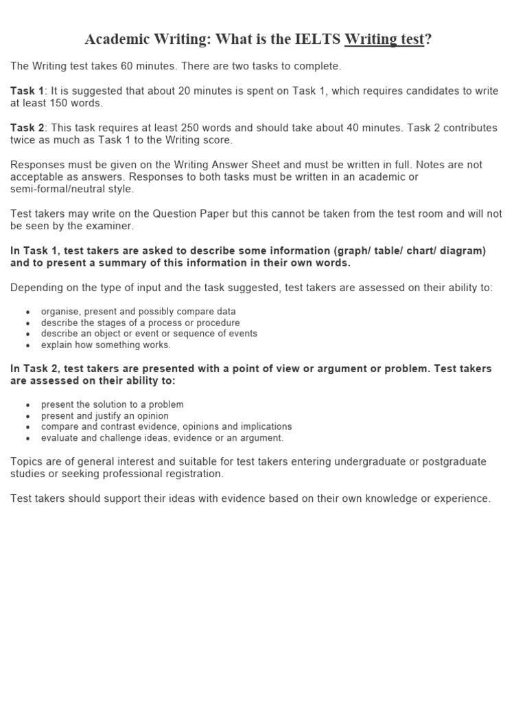 IELTS Writing Test Overview and Descriptors | PDF | Art