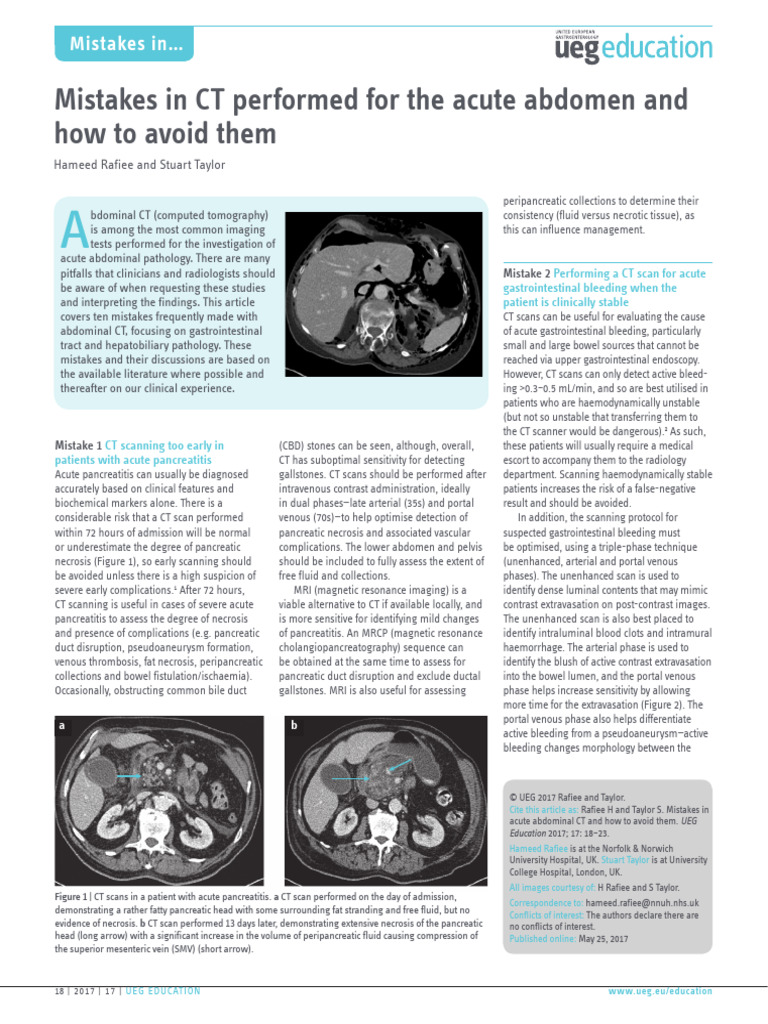 Avoiding CT Scan Mistakes in Acute Abdomen | PDF | Crohn's Disease | Ct ...