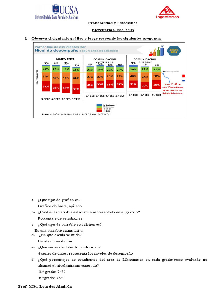 EJERCITARIO CLASE N°03 | PDF | Estadísticas | Science EJERCITARIO CLASE N°03 | PDF | Estadísticas | Science