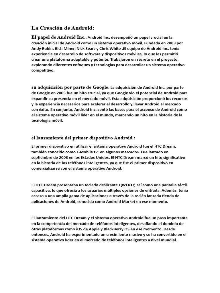 La Creación de Android 1 | PDF
