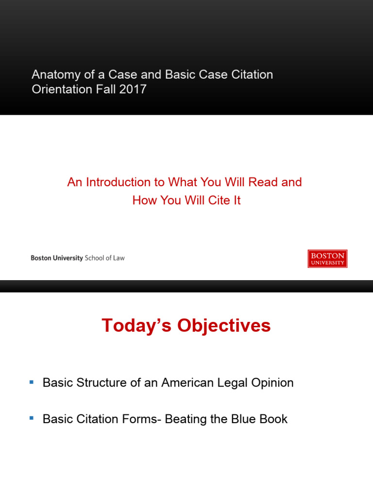 Anatomy of A Case and Basic Case Citation Orientation Fall 2017 | PDF ...