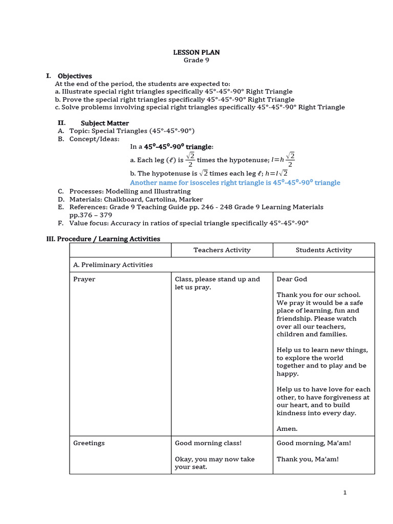 Dlp 45 45 90 Triangle Pdf Triangle Euclidean Plane Geometry