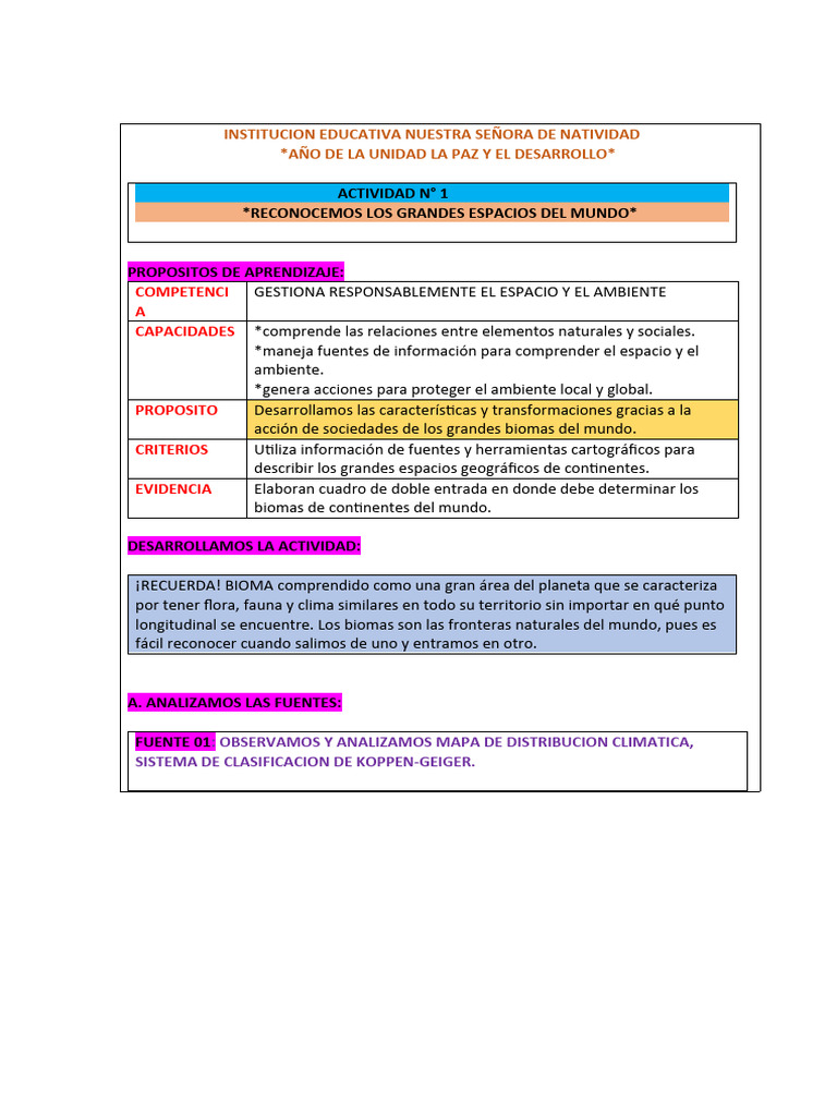 ACT. 01-UNIDAD 3- 3ER. GRADO-2023 | PDF | Clima | Agua