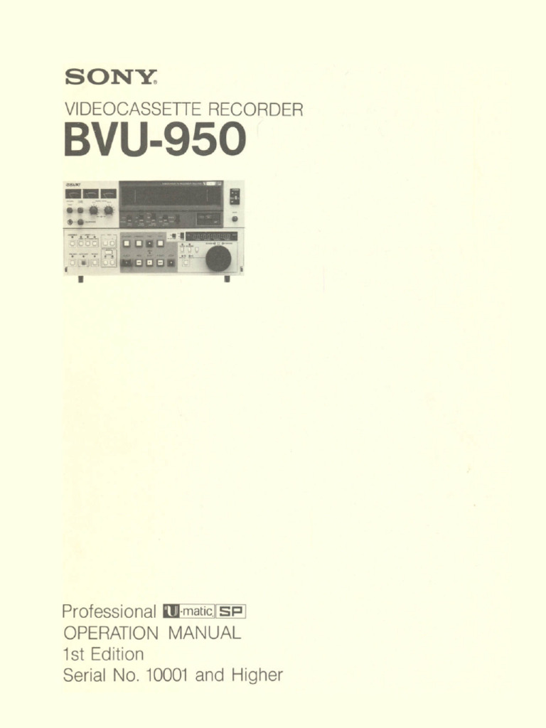 Sony BVU-950 Operation Manual | PDF | Electromagnetic Interference | Electronic Engineering