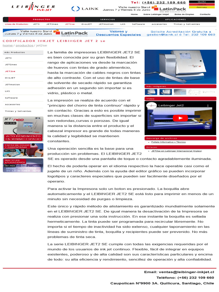 Codificador Inkjet Leibinger Jet 2 Se - Leibinger Inkjet | PDF ...