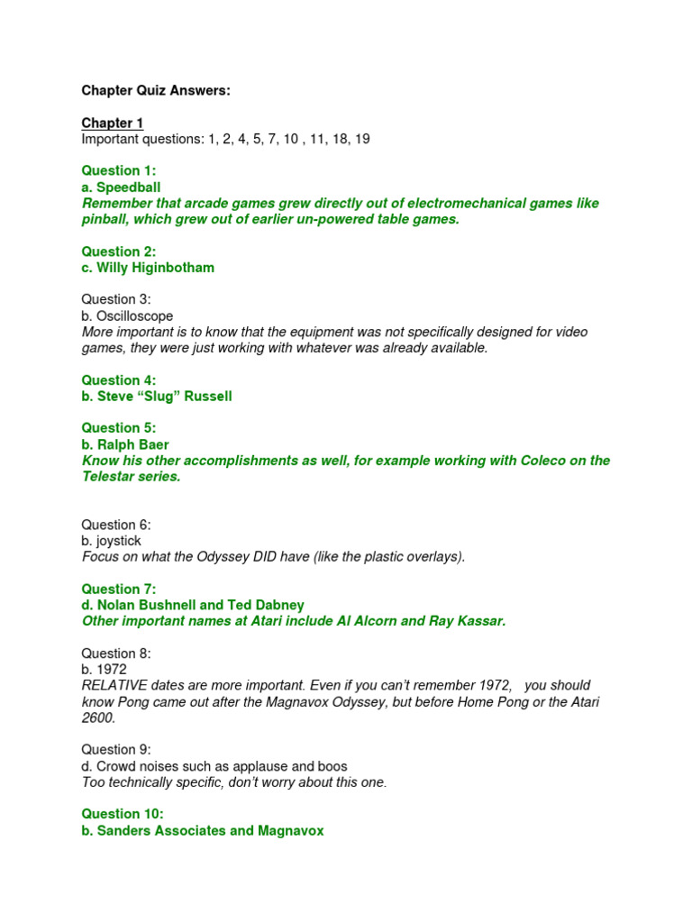 VideoGames TextBook Quiz Answers | PDF | Xbox | Video Game Consoles