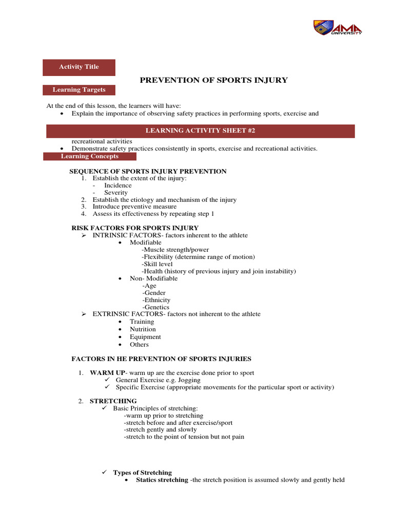 Week 003-004 Prevention of Sports Injury | PDF