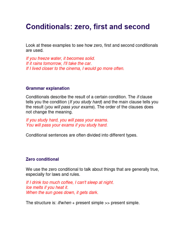 Conditionals - Zero - First - Second | PDF | Language Arts & Discipline