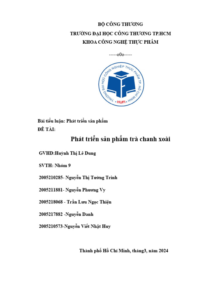 Nhóm 9 - Trà Xanh Xoài | PDF