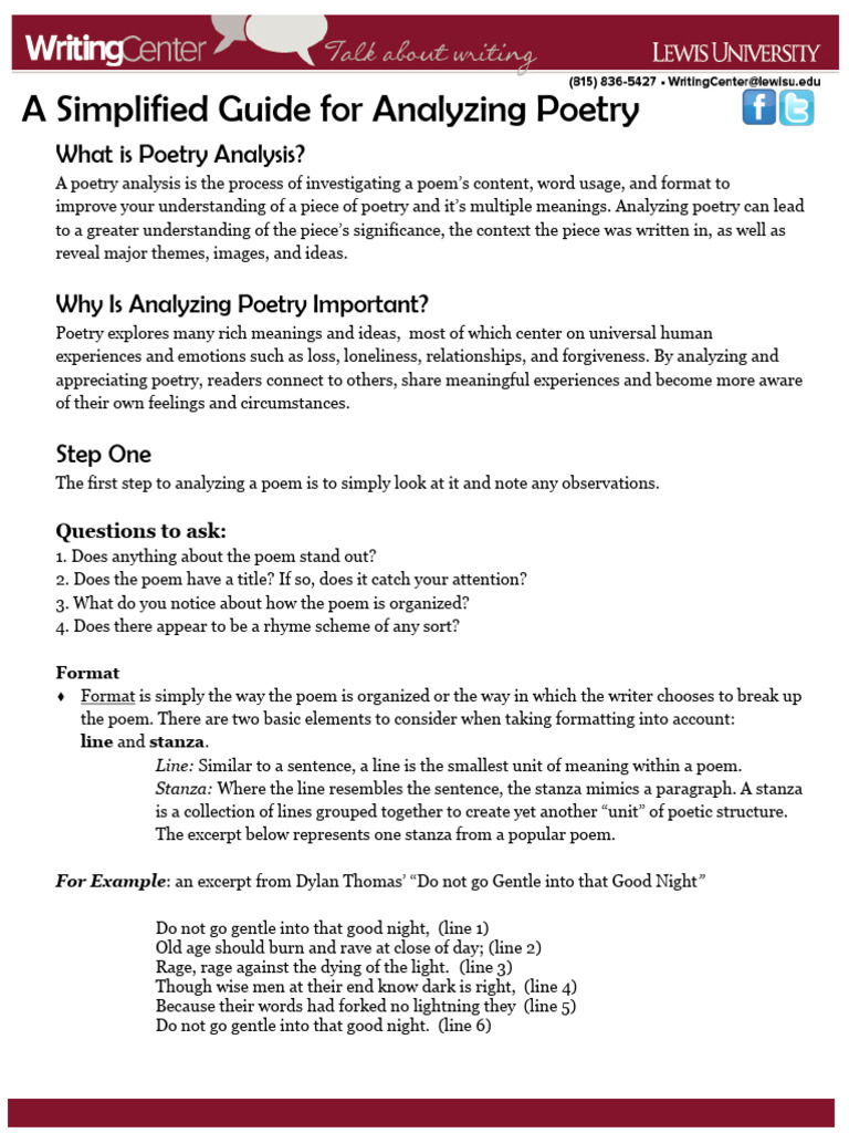 Guide To Analyze Poetry | PDF | Poetry | Rhyme