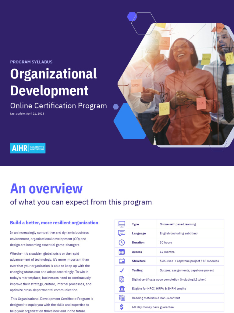 Organizational Development Certificate Program-AIHR | PDF | Organization Development | Cognition