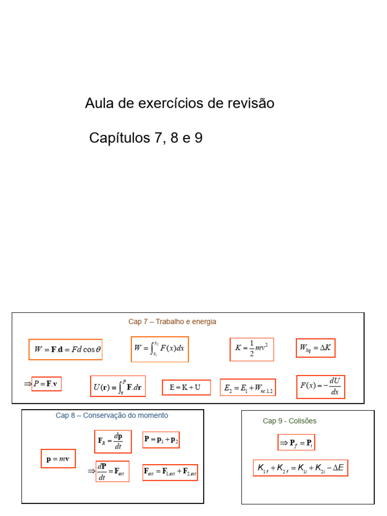 Exerc Cap 7 8 e 9 | PDF | Atrito | Colisão
