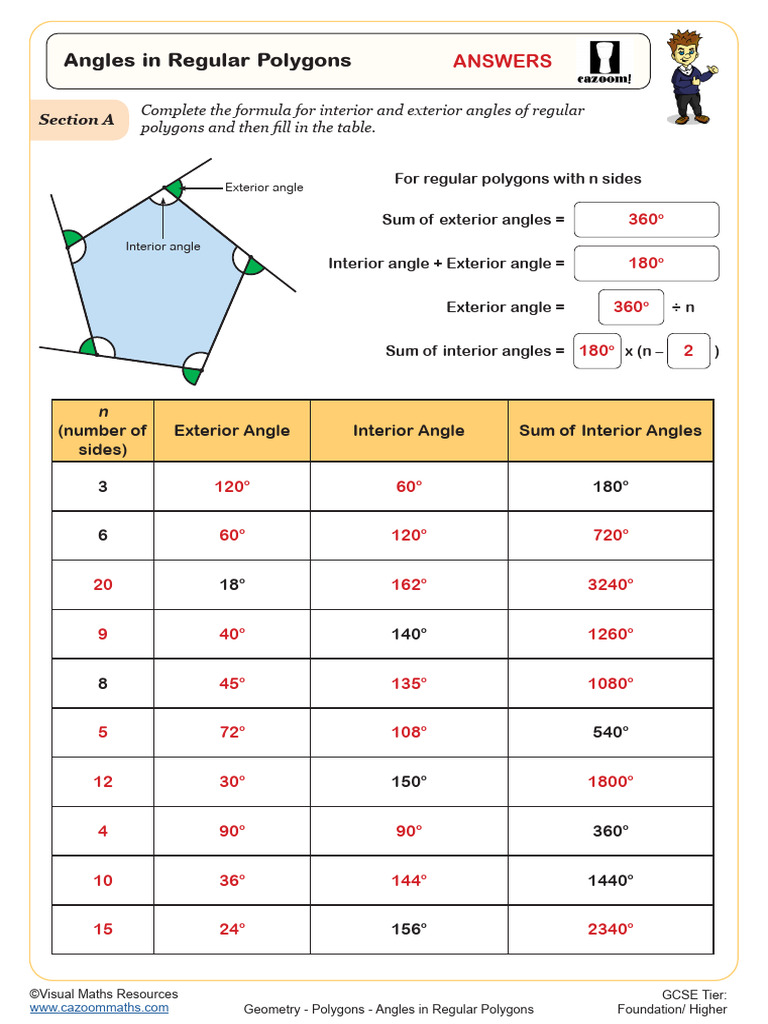 Cazoom Maths Polygons Angles In Regular Polygons Answers Pdf