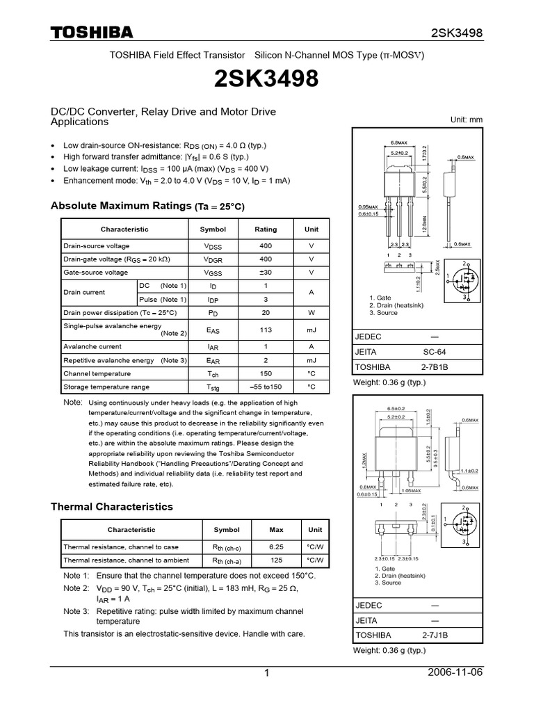 2 SK 3498 | PDF | Field Effect Transistor | Mosfet