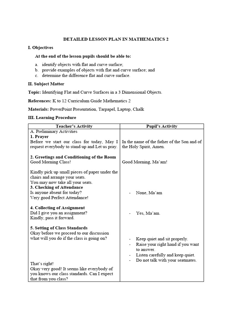 Math 2 Q3 Curved&Flat Surface | PDF | Language Arts & Discipline