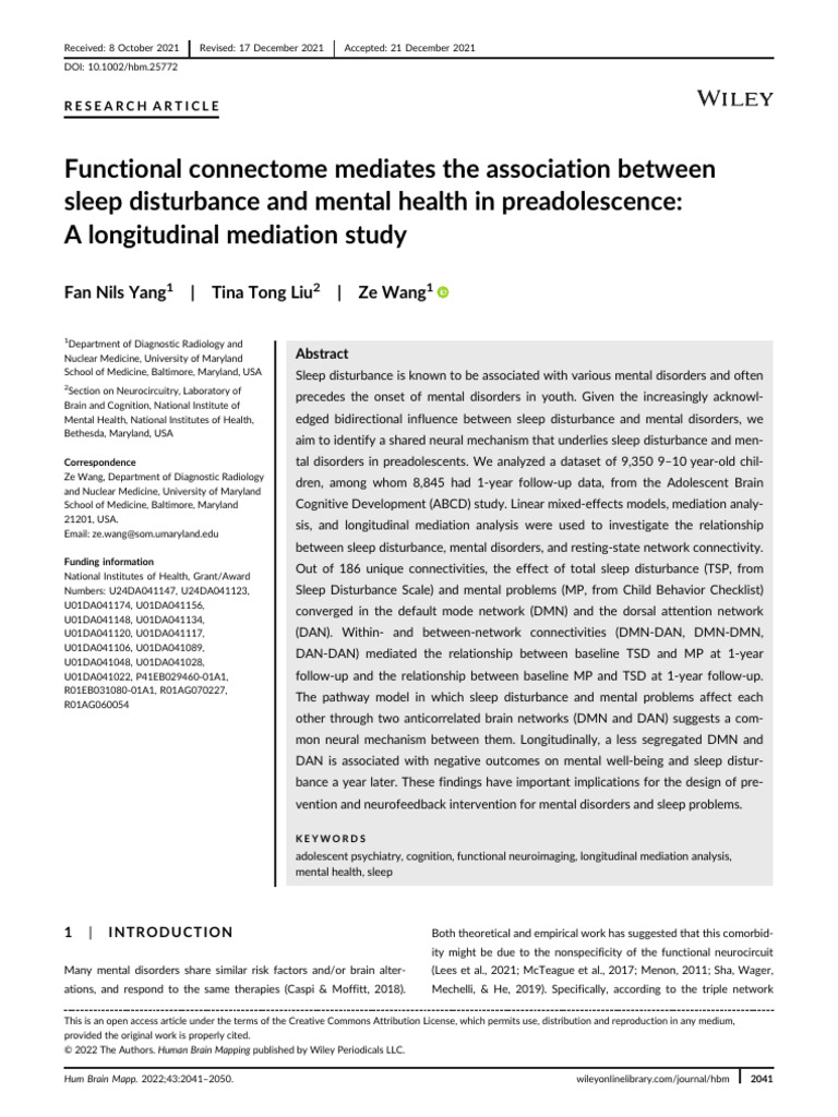 Functional Connectome Mediates The Association Bet | PDF | Mental ...