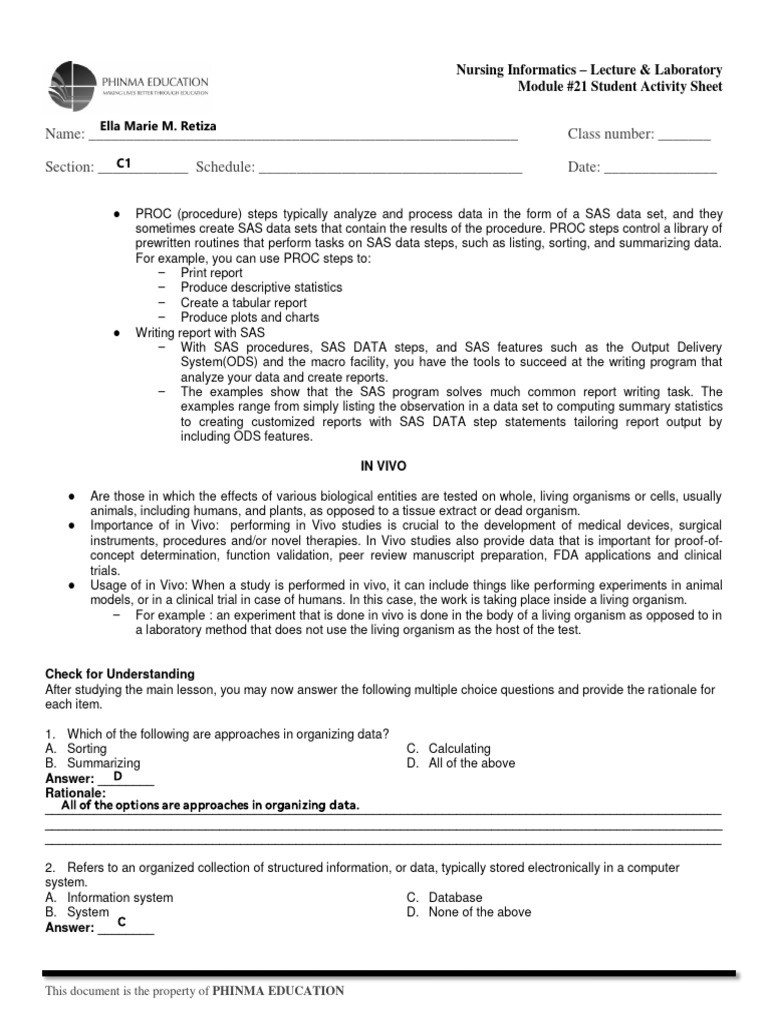 Nursing Informatics Module 21 Overview | PDF | Databases | Sas (Software)