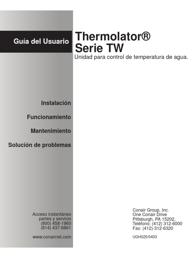 Thermolator Serie TW | PDF | Agua | Bomba