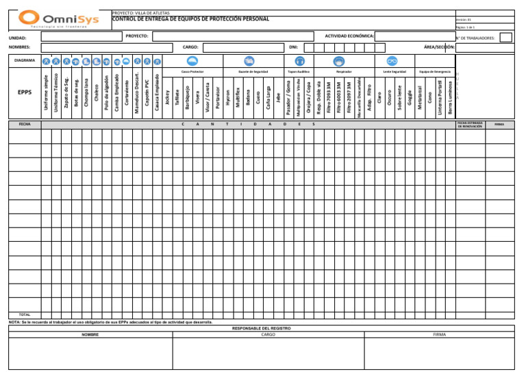 Registro de Entrega de EPP's y Equipos de Emergencia. | PDF
