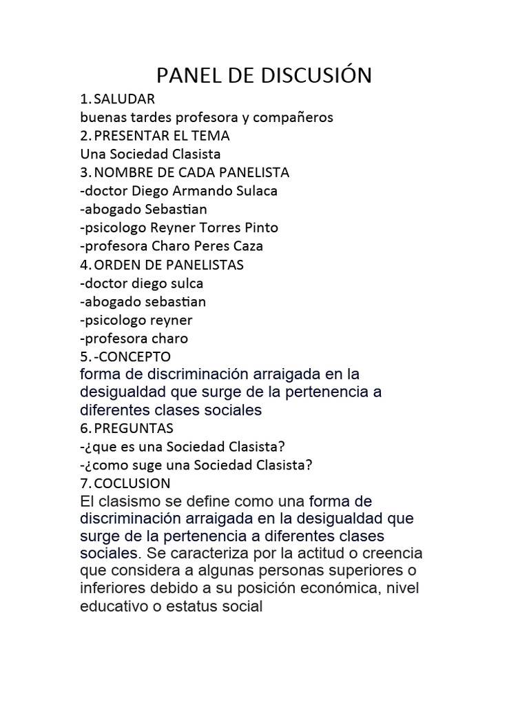 Panel de Discusión | PDF