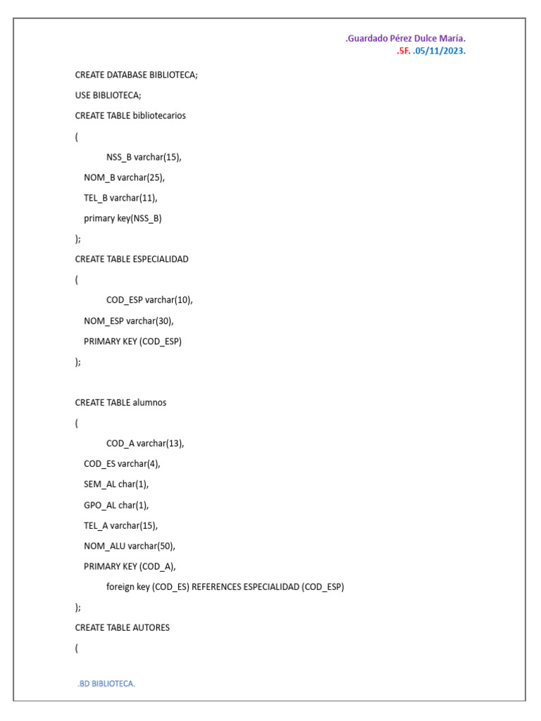 BD_BIBLIOTECA | PDF | Datos de computadora | Bases de datos