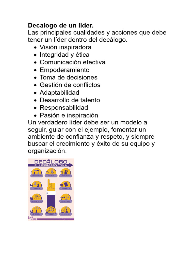 Decálogo del Buen Líder | PDF
