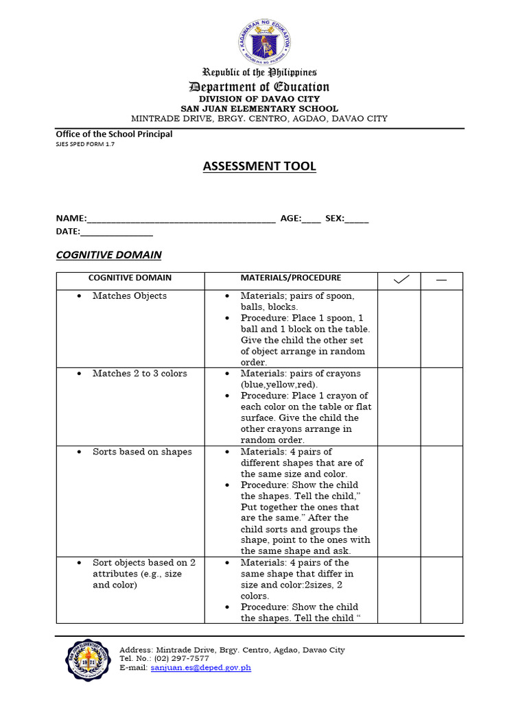 General Assessment According To Domains | Download Free PDF | Hand
