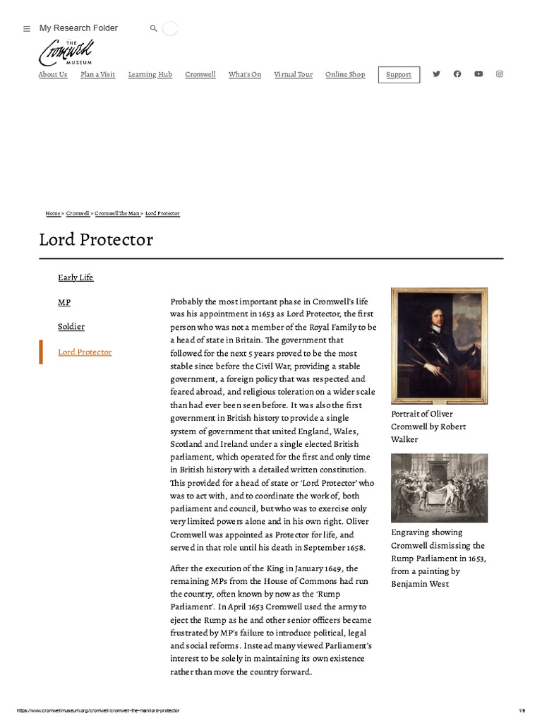 The Cromwell Museum - Lord Protector - Cromwell | PDF | Oliver Cromwell ...
